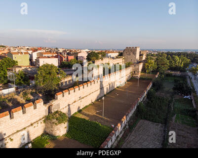 Aerial Drone View of Ancient Constantinople's Walls in Istanbul ...