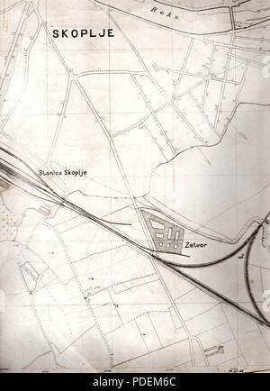 Geodetska karta na del od Skopje, 1930 te Stock Photo - Alamy