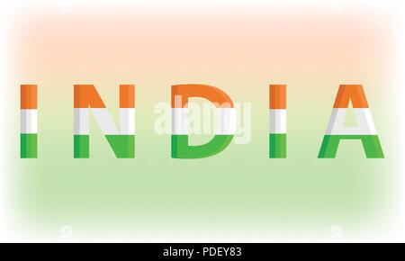 India Lettering, Vector typographic design isolated on white background ...