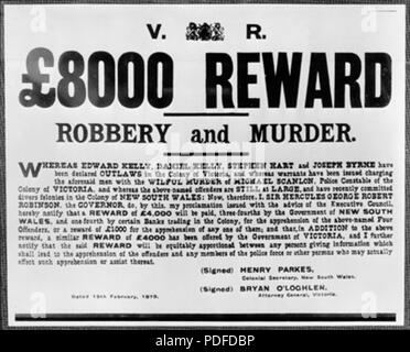 This 19th-century poster offers a reward for information on a criminal ...
