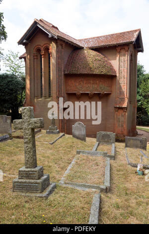 Watts Cemetery Chapel in the village of Compton, Surrey, England, UK, a ...
