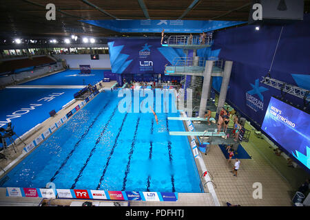 General view of the pool from the broadast tower during day eight of ...