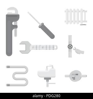 Plumbing, fitting monochrome icons in set collection for design ...