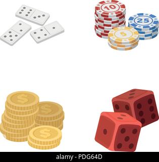 Domino bones, stack of chips, a pile of mont, playing blocks. Casino ...