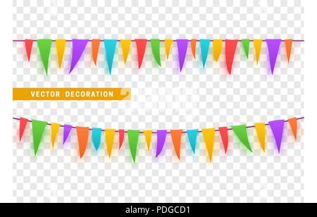 Party Flags on Transparent Background Vector Illustration Stock Vector ...