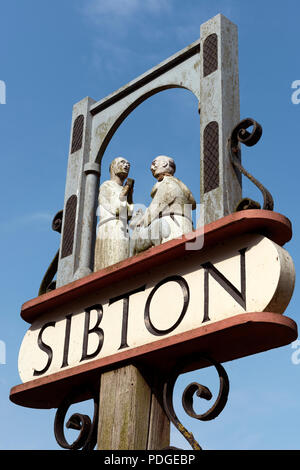 Sibton village sign Stock Photo - Alamy