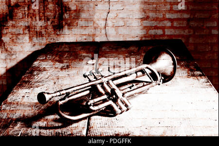 an ancient jazz trumpet from the 1920s Stock Photo - Alamy