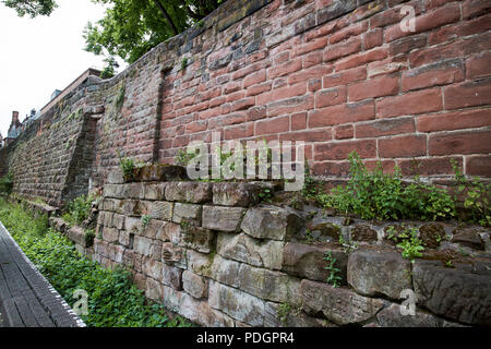 chester city walls showing original roman walls and angle tower ...