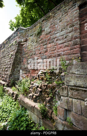 chester city walls showing original roman walls and angle tower ...