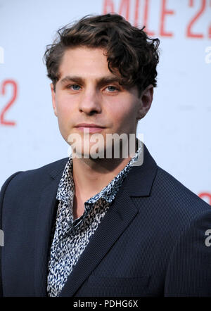 David Garelik attends the premiere of 'Mile 22' at the Westwood Village ...