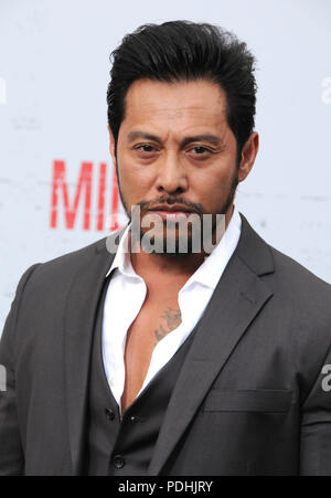 Sam Medina attends the premiere of 'Mile 22' at the Westwood Village ...