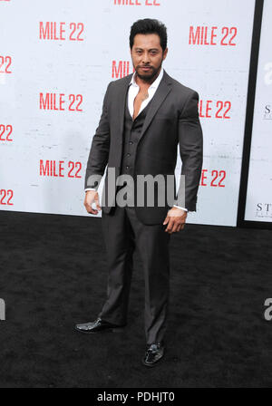 Sam Medina attends the premiere of 'Mile 22' at the Westwood Village ...