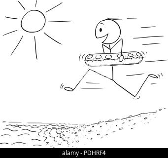 Man swimming in water. Swim in the sea. Hand drawn. Stickman cartoon ...