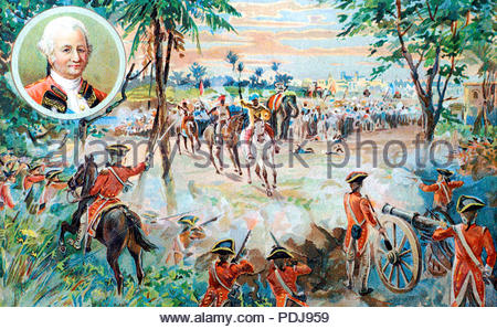 Lord Clive (Clive of India) at The Battle of Plassey, 23 June 1757 ...