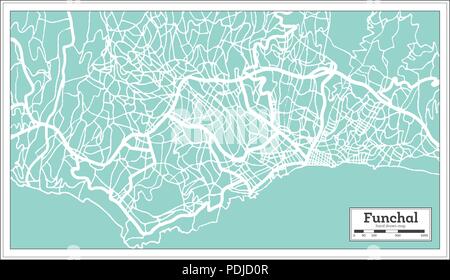 Funchal Portugal City Map in Retro Style in Golden Color. Outline Map ...