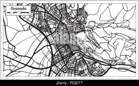 Granada Spain City Map in Retro Style. Outline Map. Vector Illustration ...