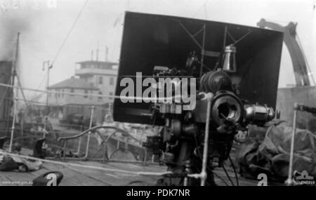 The 4-inch Mk VIII gun breech from the HMAS Huon, built in 1919, is a ...