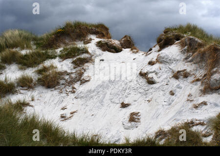 sand dune against dark sky;clachan sands;machair;north uist;scotland ...