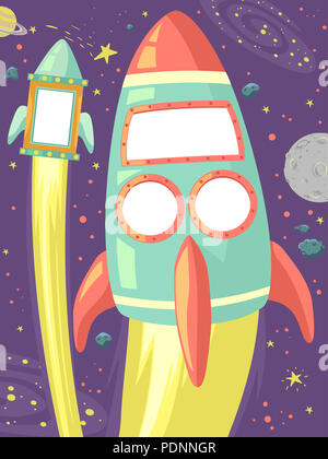 Illustration of Outer Space Bulletin Board Design with Space Ships and ...