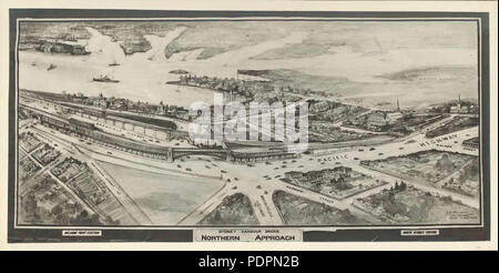 This 1924 sketch of the northern approach to the Sydney Harbour Bridge ...