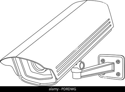 CCTV security camera. Outline drawing Stock Vector Art & Illustration ...