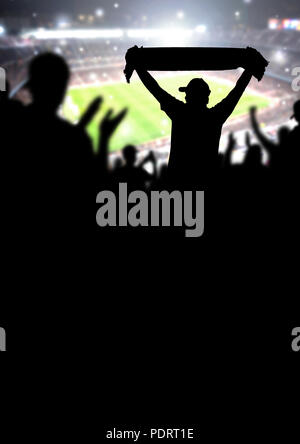 Fans watch a Champion league soccer match between Arsenal and Paris ...