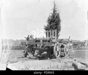 44282 An old dray with double windlass over a mine shaft at Yass Stock ...