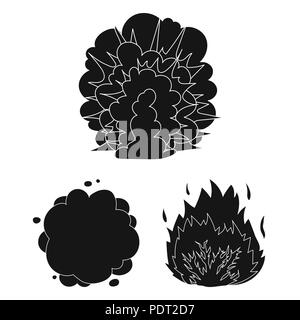 Different explosions black icons in set collection for design.Flash and ...