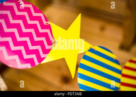 Colorful party flags made of paper / Triangle paper flag hang in the ...