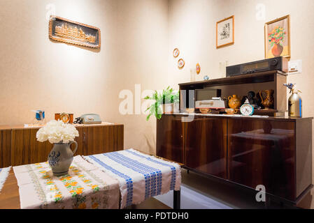 The interior of a Communist-era apartment in the Nowa Huta district of ...