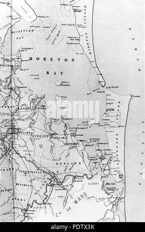 1 120628 Map of Moreton Bay and surrounding land masses, ca. 1886 Stock ...