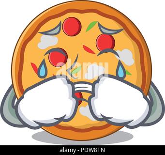 Sad crying slice of pizza cartoon isolated on white Stock Vector Image ...