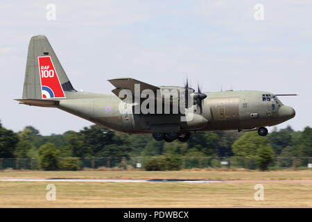 Royal Air Force Hercules C4 (C-130J) military transport plane unloading ...
