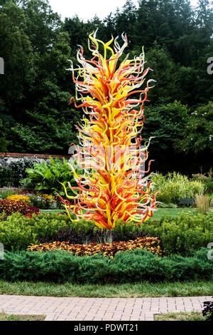 Electric Yellow and Deep Coral Tower (2017) - glass sculpture by Dale ...