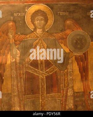 The fresco of the Archangel Gabriel in the Assumption of Mary Church in ...