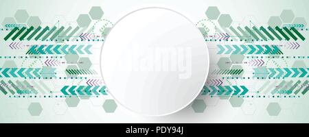 Green technology circle and computer science abstract background with binary code matrix ...