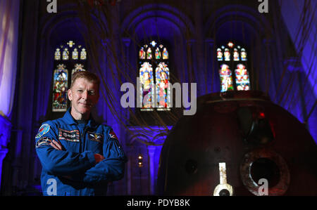 Major Tim Peake at Peterborough Cathedral as the Soyuz descent module ...