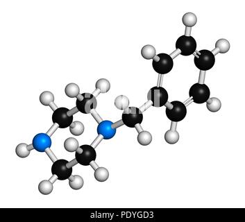 Benzylpiperazine (BZP) recreational drug molecule. Skeletal formula ...