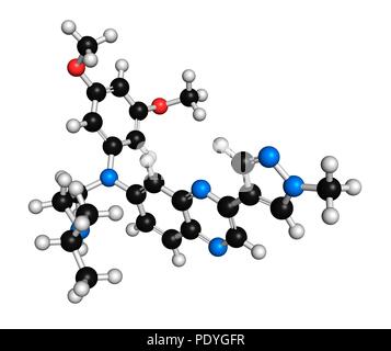 Erdafitinib cancer drug molecule (FGFR inhibitor). Stylized skeletal ...