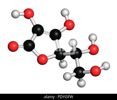 Erythorbic acid food preservative molecule (antioxidant). Stylized ...