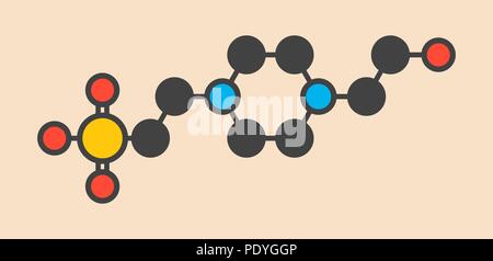 HEPES buffering agent molecule. Stylized skeletal formula (chemical ...