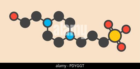 HEPES buffering agent molecule. Stylized skeletal formula (chemical ...