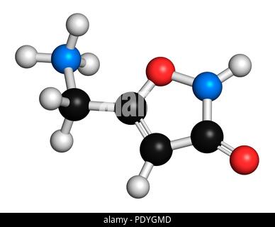 Muscimol (agarin, pantherine) molecule. Main psychoactive component of ...