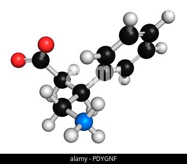 Phenibut anxiolytic and sedative drug molecule. Stylized skeletal ...