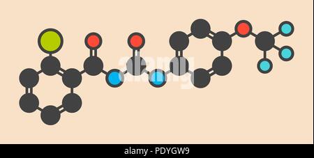 Triflumuron insecticide molecule. Stylized skeletal formula (chemical ...