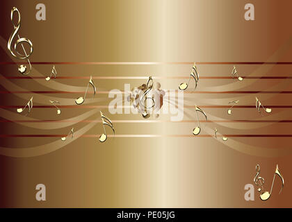 brown background with gold musical notes illustration Stock Photo - Alamy