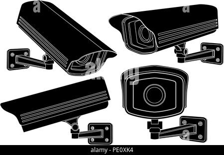 CCTV security cameras. Black outline drawing Stock Vector Image & Art ...