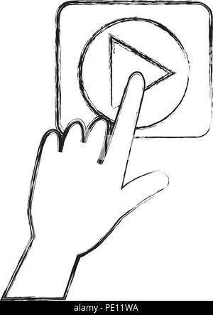 hand touching play button vector illustration design Stock Vector Image ...