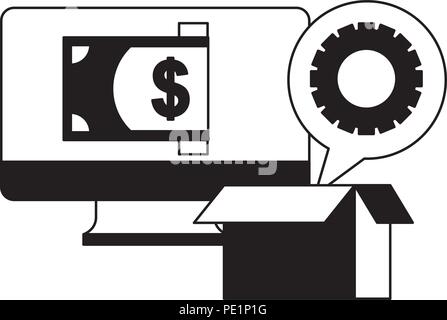 computer monitor with bill dollar and objects Stock Vector Image & Art ...
