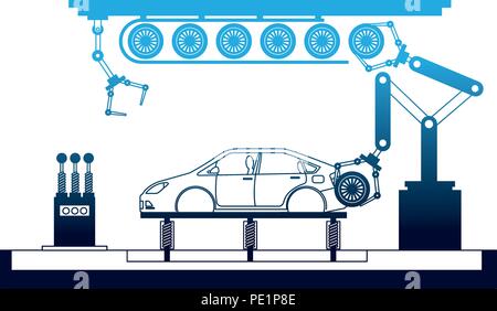car production plant process step tires assembly Stock Vector Image ...